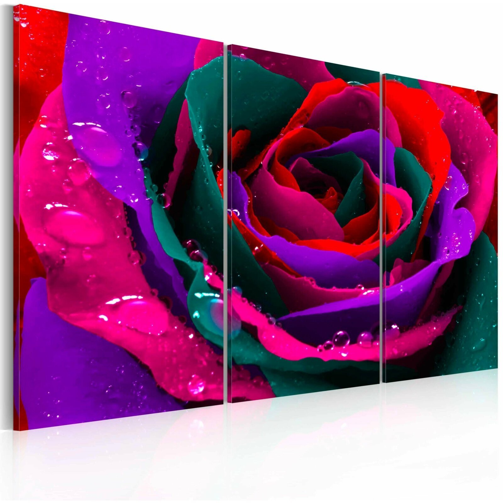 Toile Rose Irisée Triptyque - Éclat de Couleurs par Artgeist