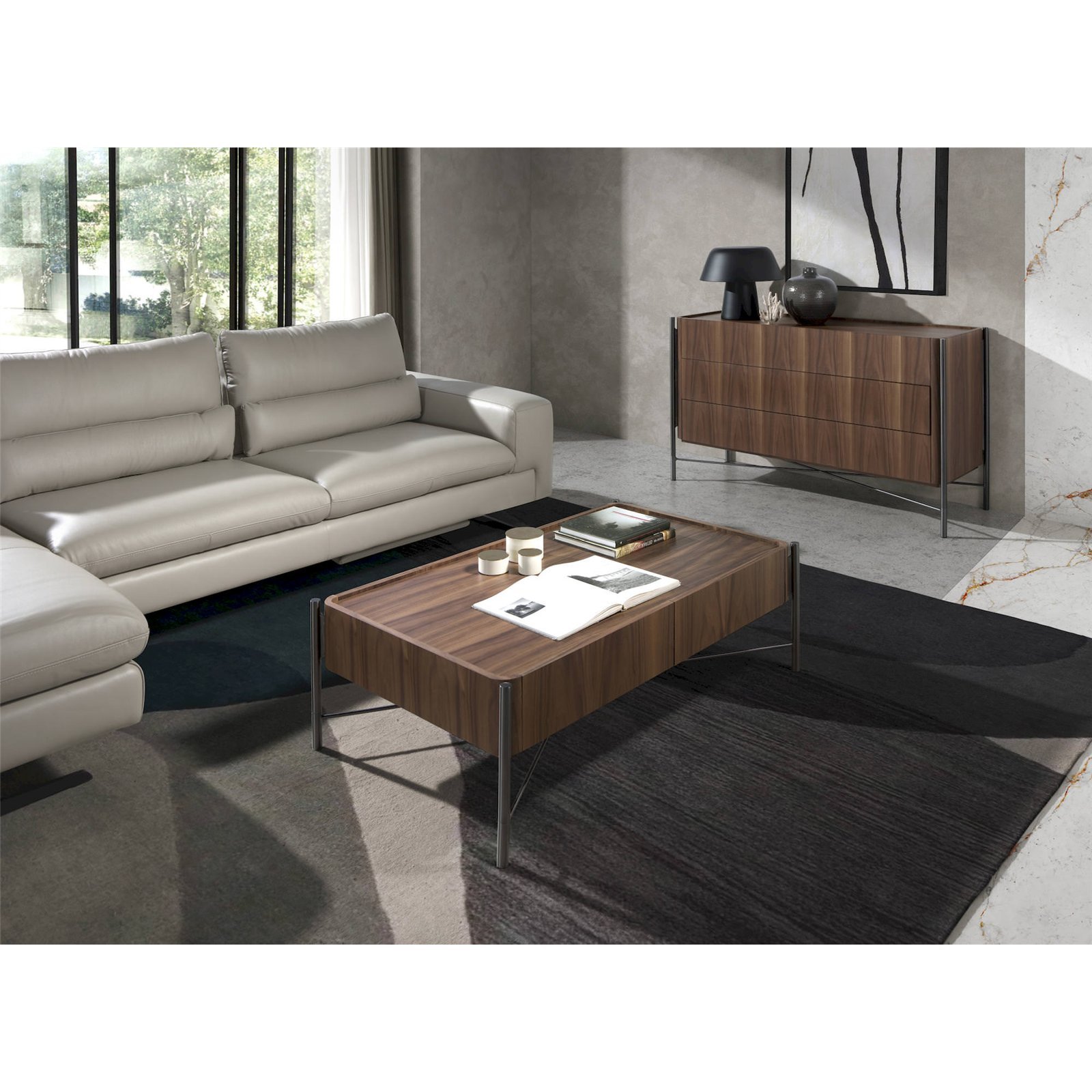 Table basse design en noyer Angel Cerda